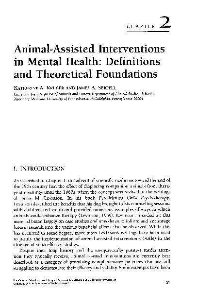 (PDF) Animal-assisted interventions in mental health
