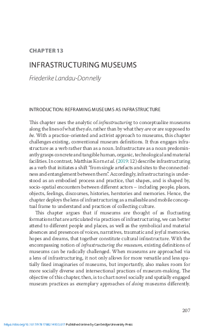 (PDF) INFRASTRUCTURING MUSEUMS