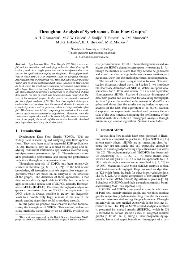 (PDF) Throughput Analysis of Synchronous Data Flow Graphs | Amir Ghamarian - Academia.edu