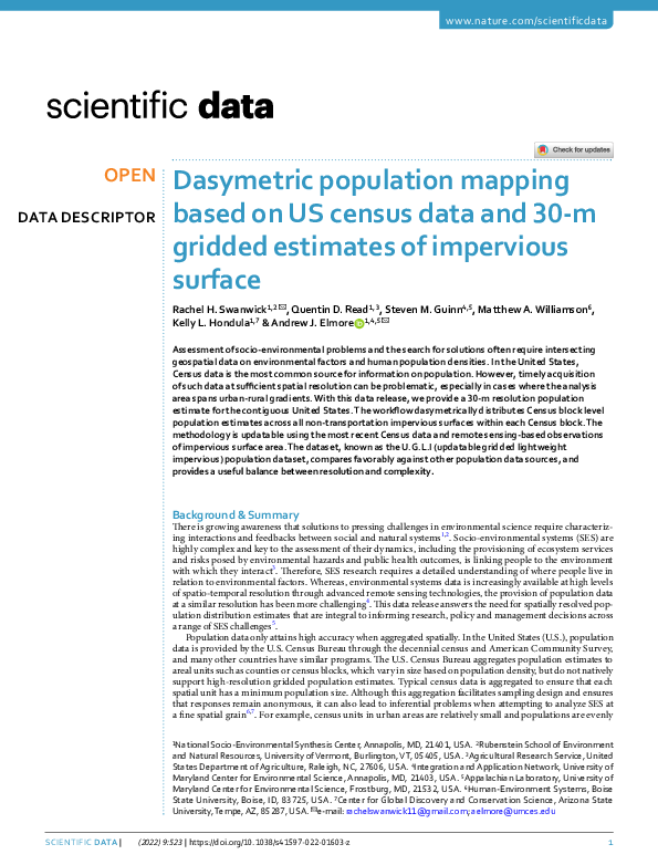 (PDF) Dasymetric population mapping based on US census data and 30-m ...