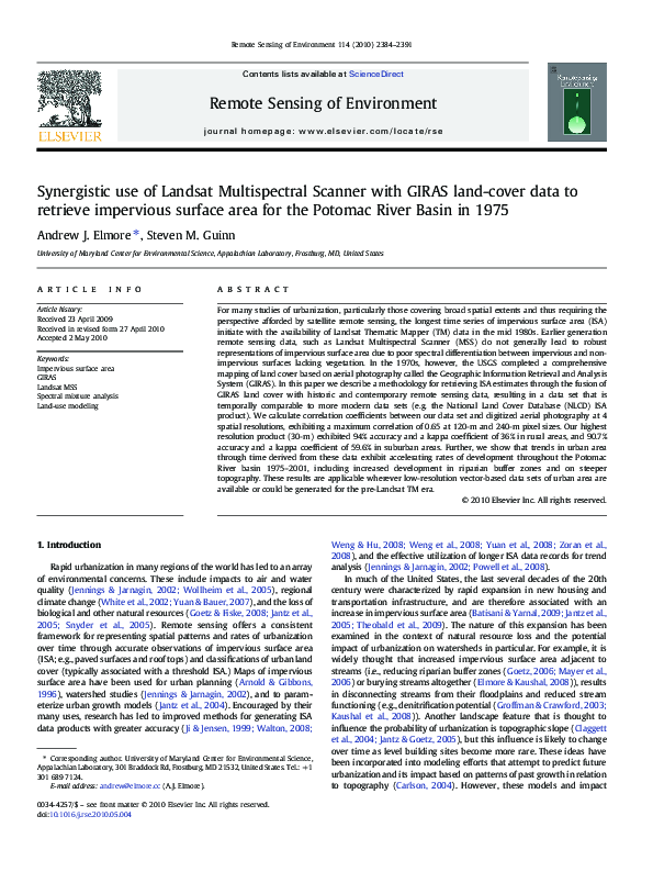 (PDF) Synergistic use of Landsat Multispectral Scanner with GIRAS land ...