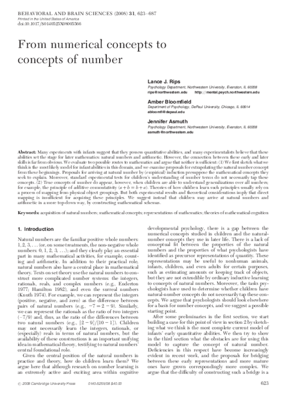 (PDF) From numerical concepts to concepts of number