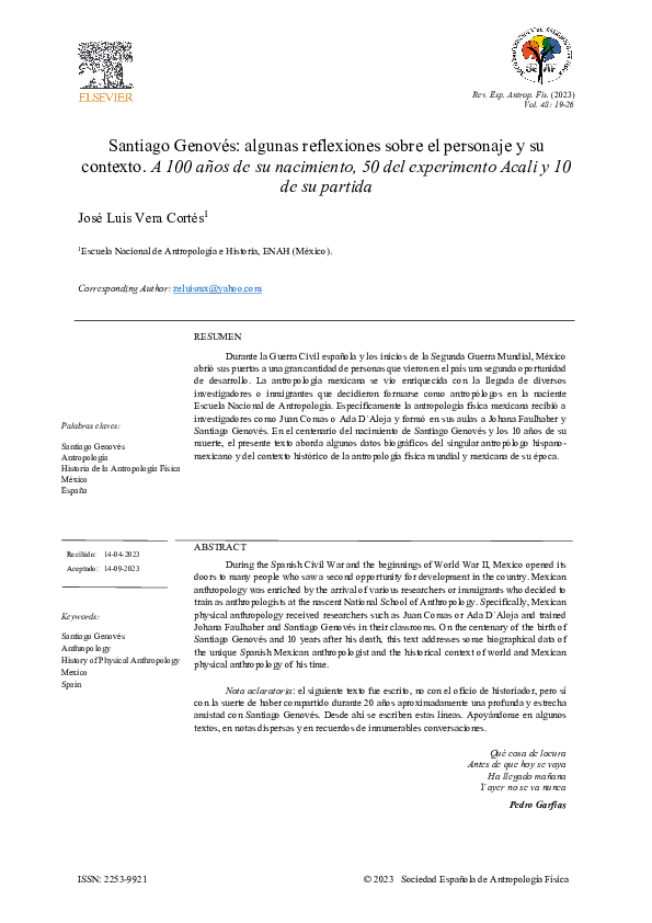 (PDF) Santiago Genovés: algunas reflexiones sobre el personaje y su ...