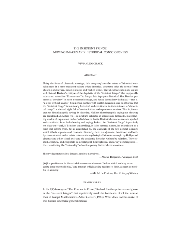 (PDF) The Insistent Fringe: Moving Images and Historical Consciousness