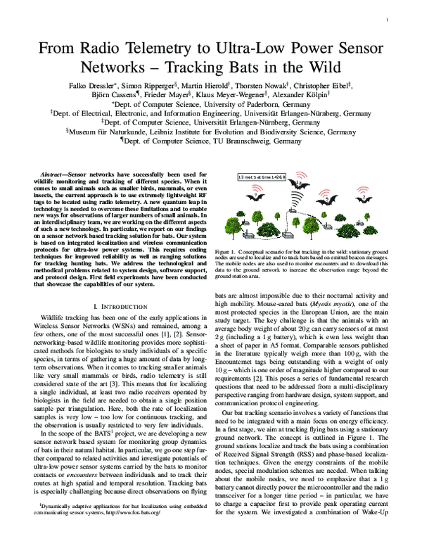 (PDF) From radio telemetry to ultra-low-power sensor networks: tracking bats in the wild