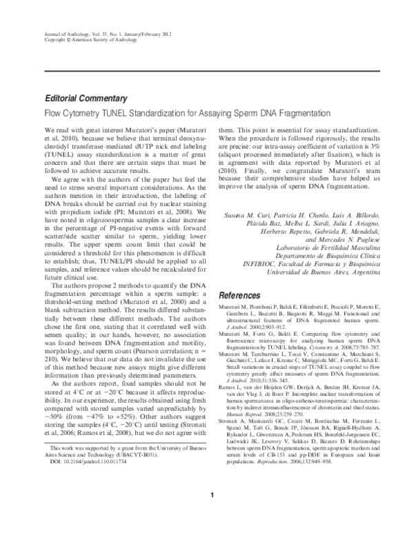 (PDF) Flow Cytometry TUNEL Standardization for Assaying Sperm DNA ...