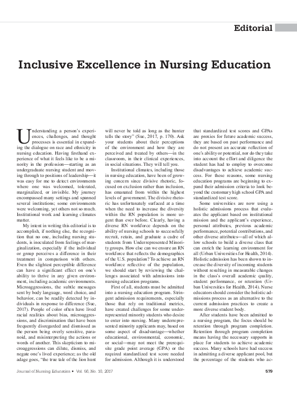(PDF) Inclusive Excellence in Nursing Education