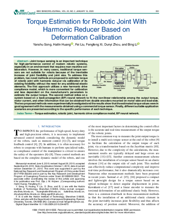 (PDF) Torque Estimation for Robotic Joint With Harmonic Drive Transmission Based on Position ...