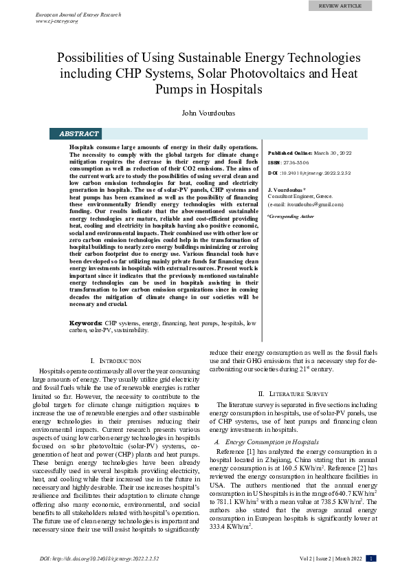 (PDF) Possibilities of Using Sustainable Energy Technologies including CHP Systems, Solar ...