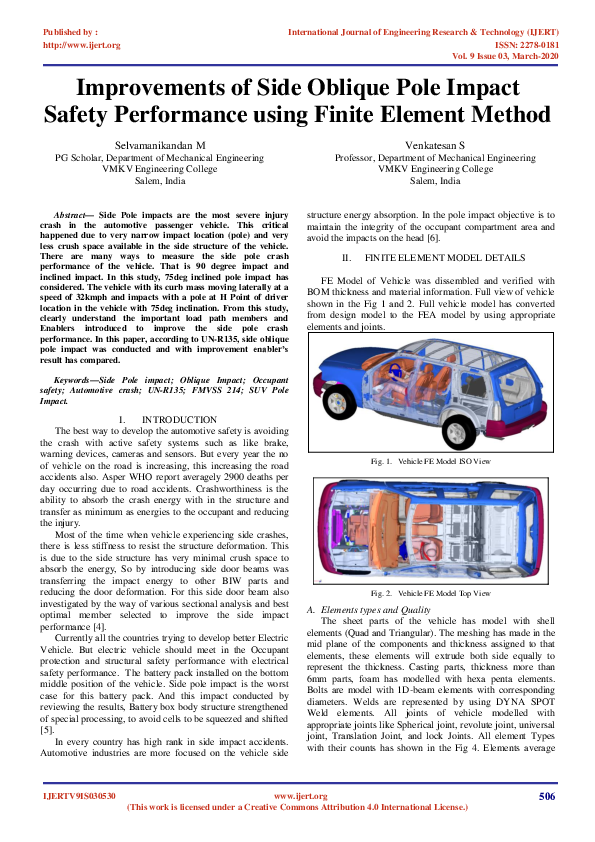 (PDF) Improvements of Side Oblique Pole Impact Safety Performance using Finite Element Method