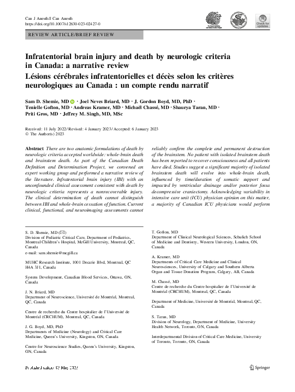 (PDF) Infratentorial brain injury and death by neurologic criteria in ...