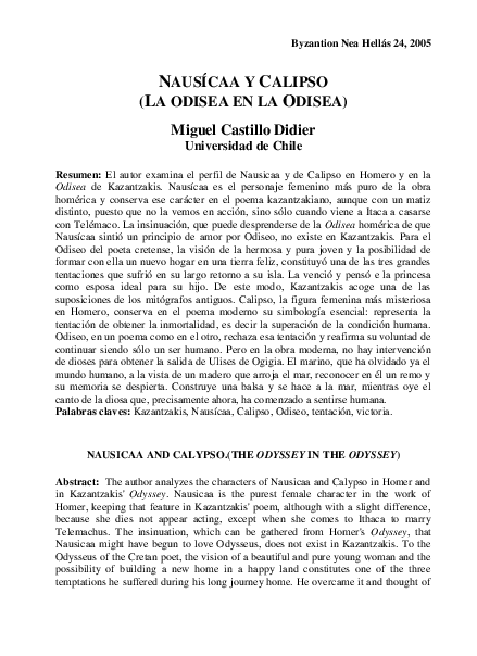 (PDF) Nausícaa y Calipso (la Odisea en la Odisea)