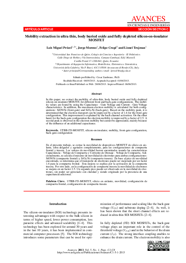 (PDF) Mobility extraction in ultra thin, body buried oxide and fully depleted silicon-on ...