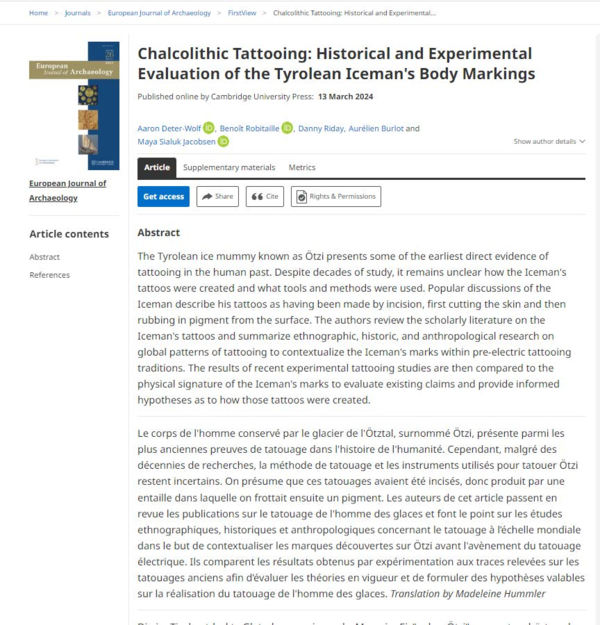 (PDF) Chalcolithic Tattooing: Historical and Experimental Evaluation of ...