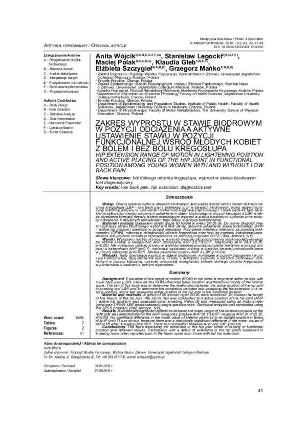 (PDF) Hip Extension Range of Motion in Lightening Position and Active ...