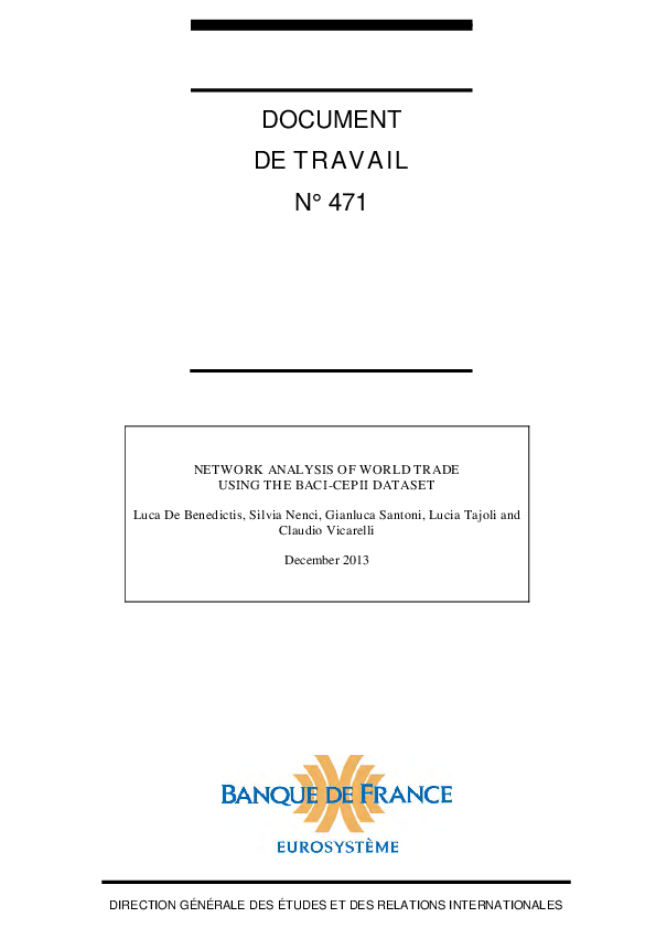 (PDF) Network Analysis of World Trade using the BACI-CEPII dataset