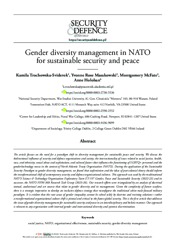 (PDF) Gender Diversity Management in NATO for Sustainable Security and ...