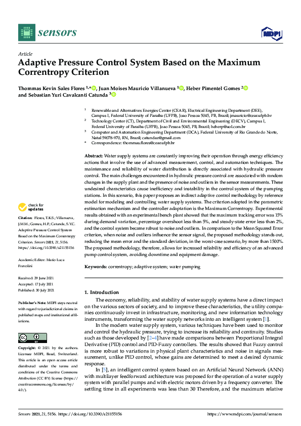 (PDF) Adaptive Pressure Control System Based on the Maximum Correntropy Criterion