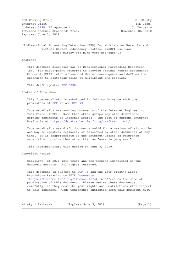 (PDF) BFD for Sub-Second Convergence in Multipoint Networks