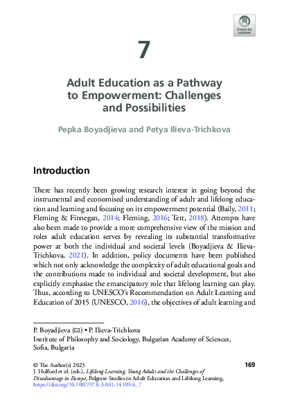 (PDF) Adult Education as a Pathway to Empowerment: Challenges and Possibilities