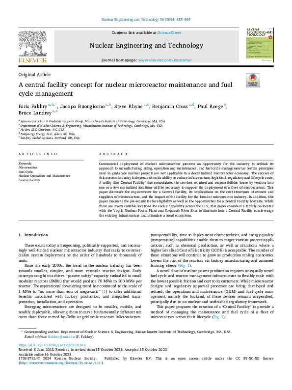 (PDF) A central facility concept for nuclear microreactor maintenance ...