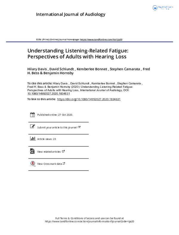 (PDF) Understanding Listening-Related Fatigue: Perspectives of Adults ...