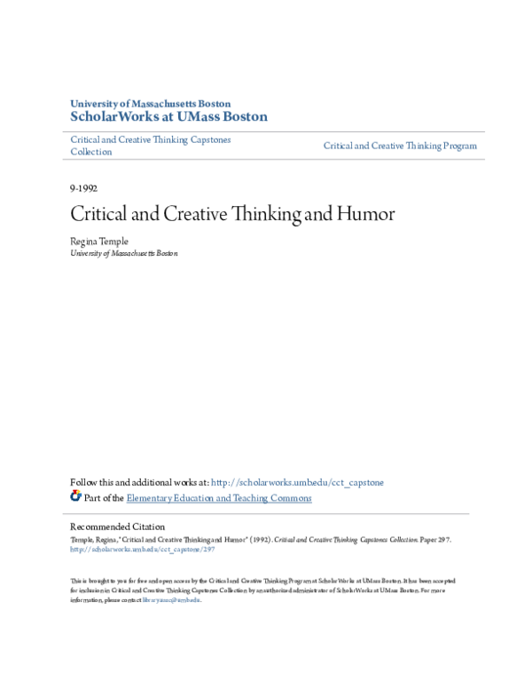 (PDF) Critical and Creative Thinking and Humor