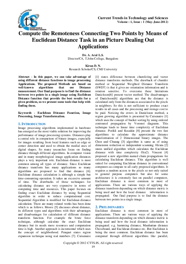(PDF) Compute the Remoteness Connecting Two Points by Means of Euclidean Distance Task in an ...