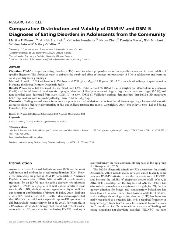 (PDF) Comparative Distribution and Validity of DSM‐IV and DSM‐5 ...