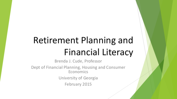 (PDF) Retirement Planning and Financial Literacy