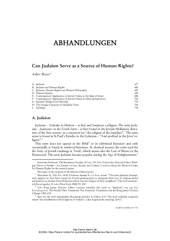 (PDF) Judaism as a Source of Human Rights