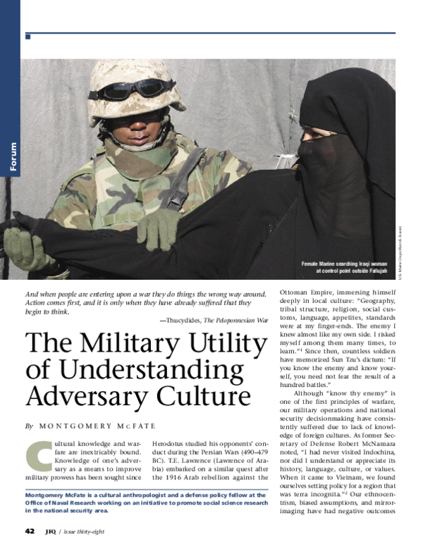 (PDF) Military Utility of Understanding Adversary Culture