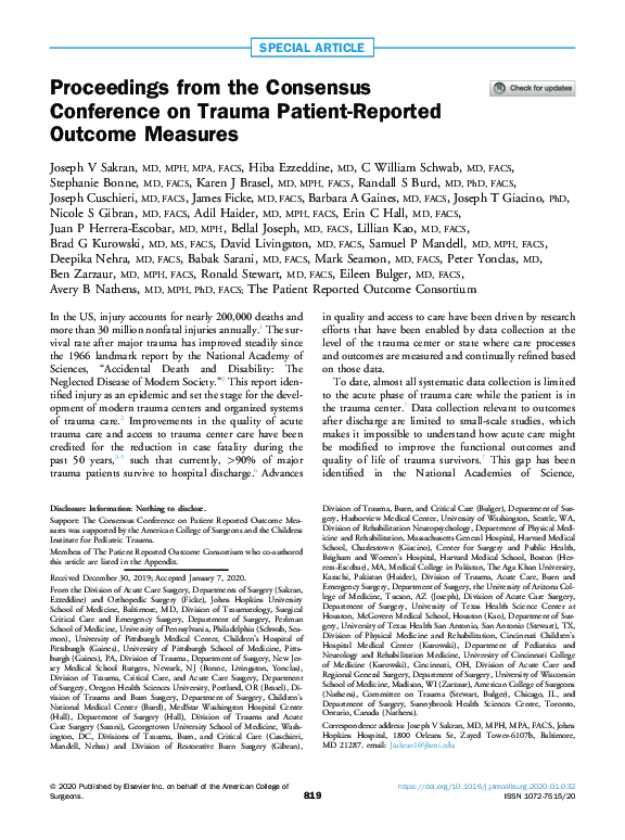 (PDF) Proceedings from the Consensus Conference on Trauma Patient ...