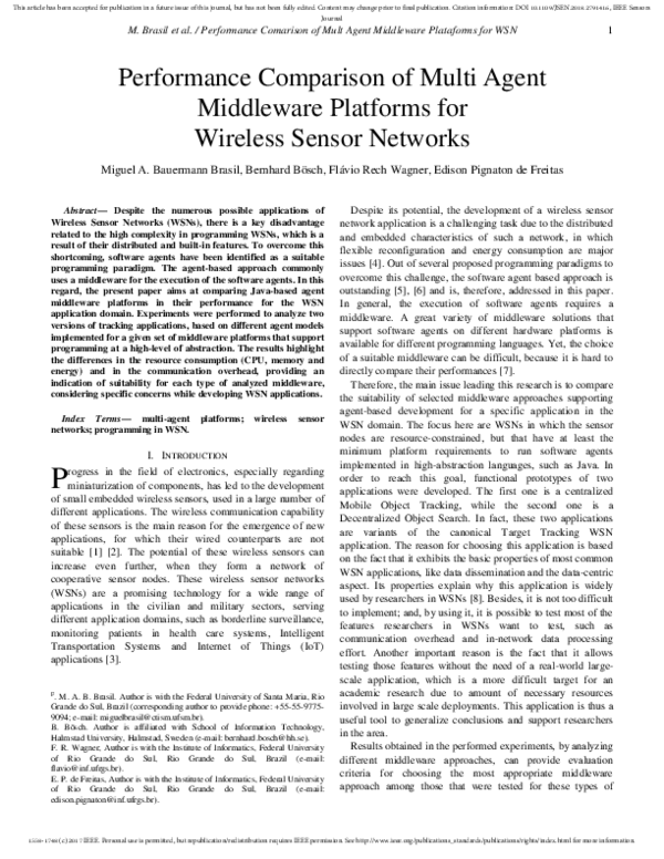 (PDF) Performance Comparison of Multi-Agent Middleware Platforms for ...