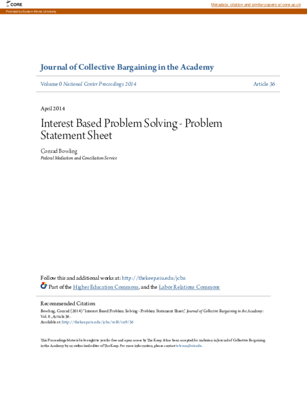 (PDF) Interest-Based Problem Solving for Events