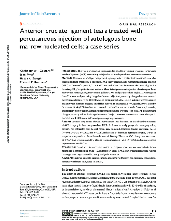 (PDF) Anterior cruciate ligament tears treated with percutaneous ...