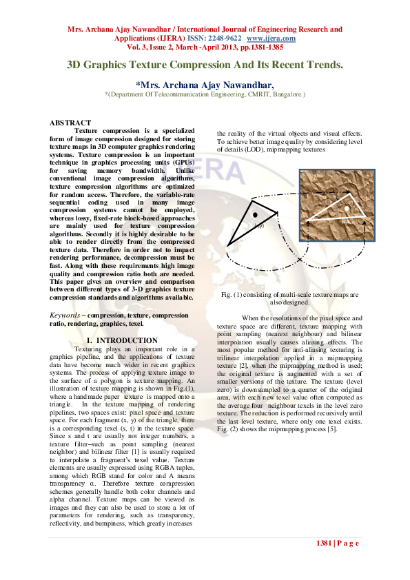 (PDF) 3d Graphics Texture Compression and Its Recent Trends