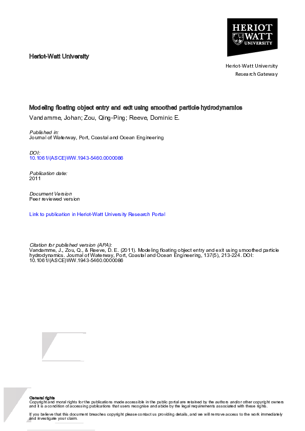 Pdf Modeling Floating Object Entry And Exit Using Smoothed Particle