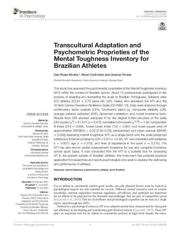 (PDF) Transcultural Adaptation and Psychometric Proprieties of the ...
