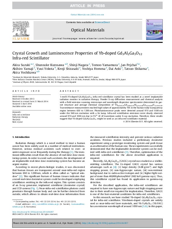 (PDF) Crystal growth and luminescence properties of Ti-doped LiAlO2 for neutron scintillator