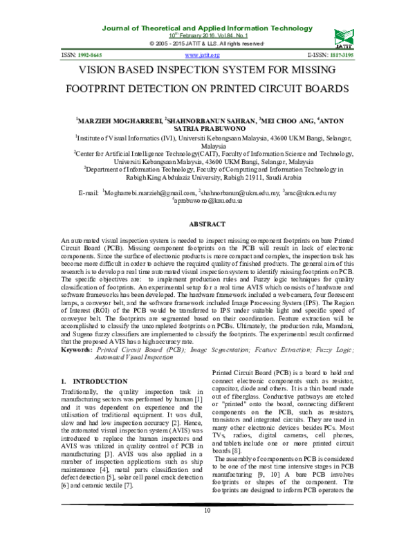 (PDF) Vision Based Inspection System for Missing Footprint Detection on ...