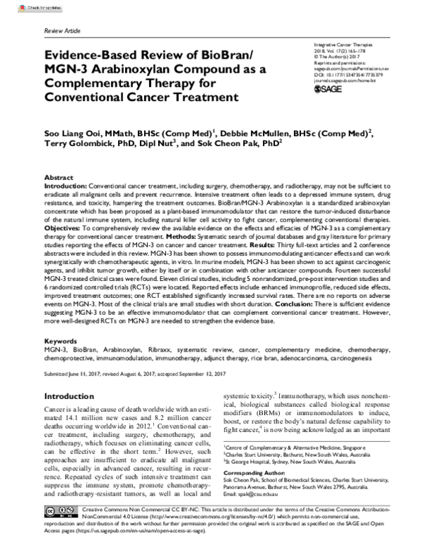 (PDF) Evidence-Based Review of BioBran/MGN-3 Arabinoxylan Compound as a ...