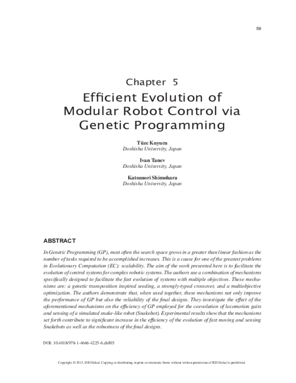 (PDF) Efficient Evolution of Modular Robot Control via Genetic Programming