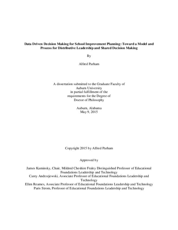 (PDF) Data Driven Decision Making for School Improvement Planning ...
