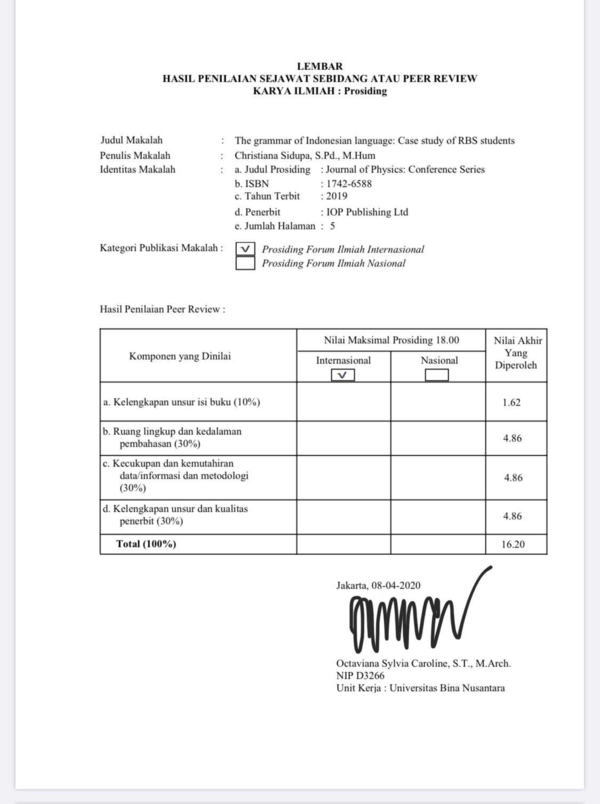(PDF) Peer Review "The grammar of Indonesian language: Case study of RBS students