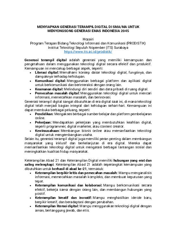 (PDF) MENYIAPKAN GENERASI TERAMPIL DIGITAL DI SMA/MA UNTUK MENYONGSONG ...