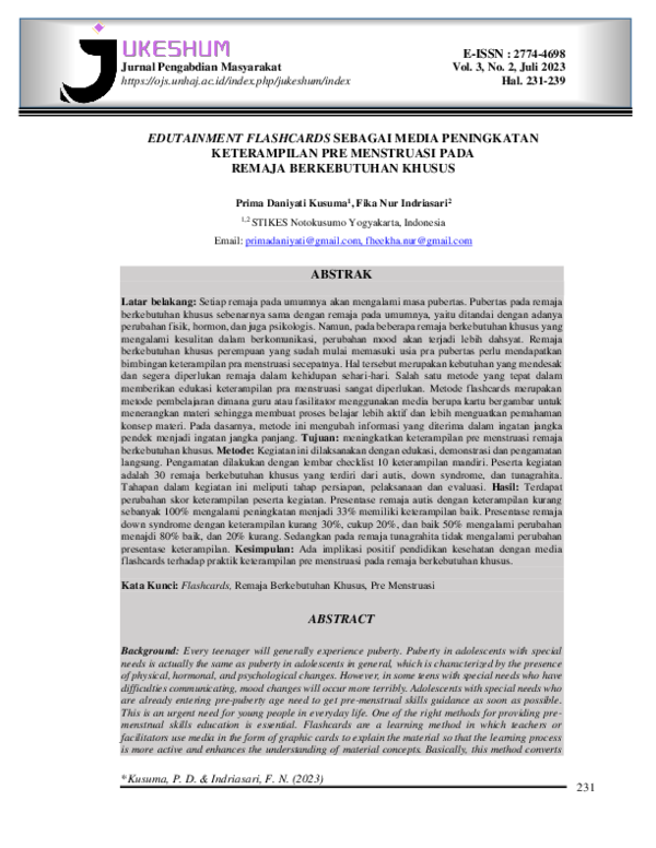 (PDF) Edutainment Flashcards Sebagai Media Peningkatan Keterampilan Pre Menstruasi Pada Remaja ...