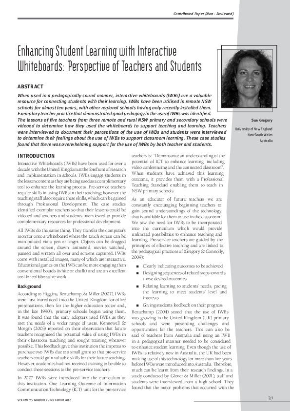 (PDF) Enhancing Student Learning with Interactive Whiteboards: Perspective of Teachers and Students