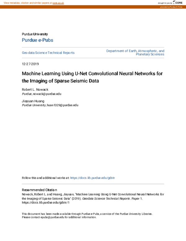 (PDF) Machine Learning Using U-Net Convolutional Neural Networks for ...