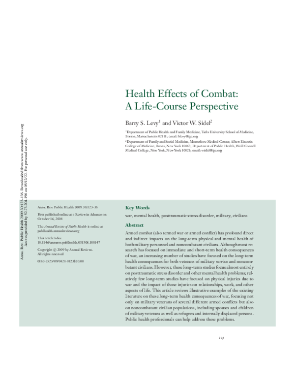 (PDF) Health Effects of Combat: A Life-Course Perspective